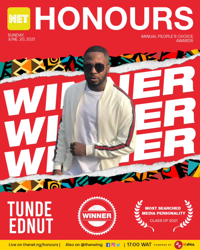 NET Honours: Tunde Ednut Named Most Searched Media Personality