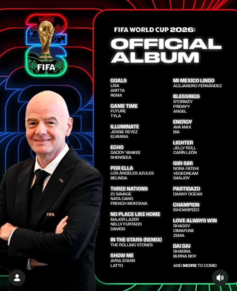 Davido & Ayra Starr featured on the official FIFA 2026 World Cup album